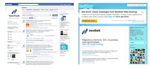 Neothek en Facebook y Twitter.
